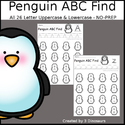 3 Dinosaurs - Penguin ABC Matching