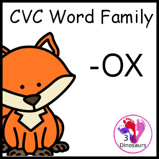 3 Dinosaurs - CVC Word Family Printables: -OX